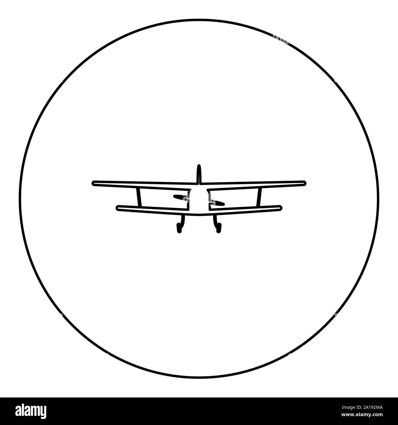 Airplane view with front Light aircraft civil Flying machine icon in ...