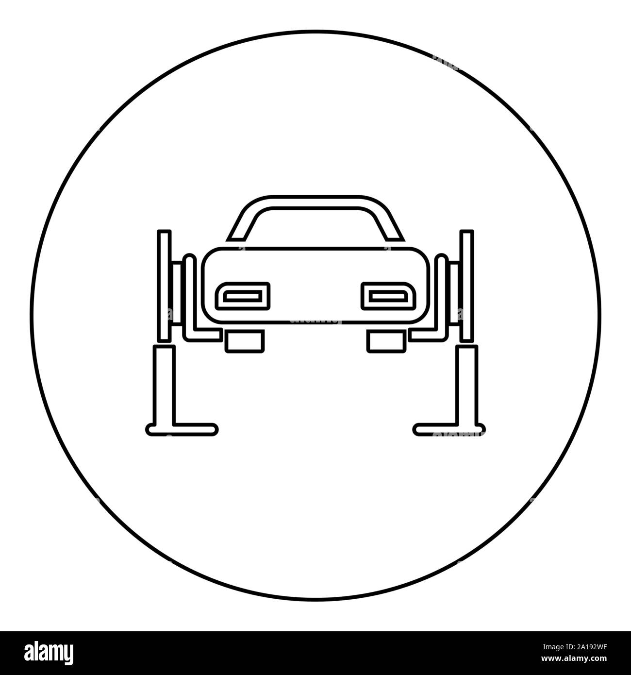 Car lift Car repair Service concept Car on fix lift Car lifted on auto ...