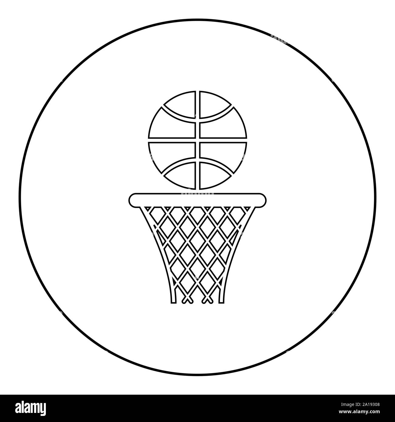 Basketball basket and ball Hoop net and ball icon in circle round ...