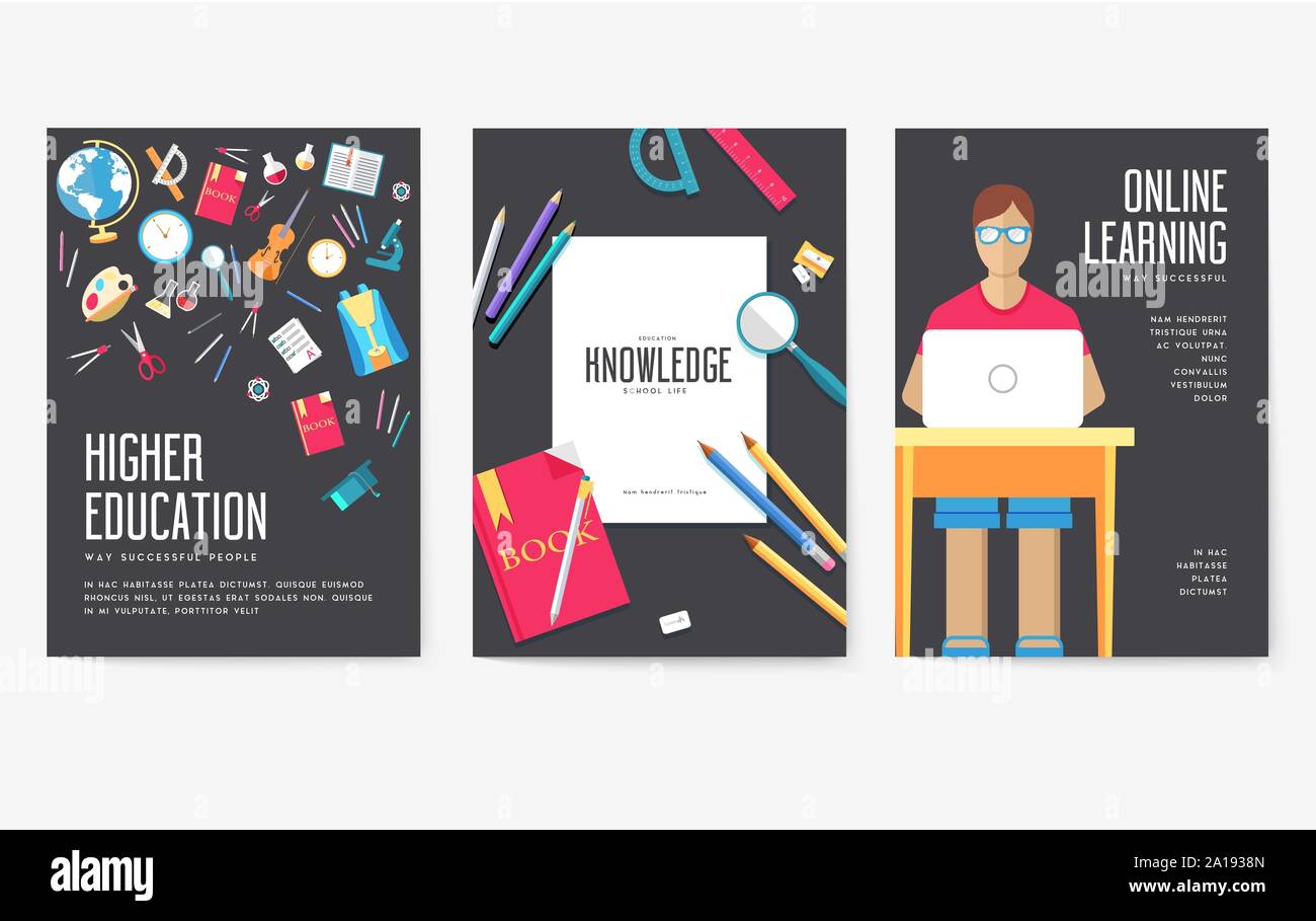 Back to school information cards set. Student template of flyear ...