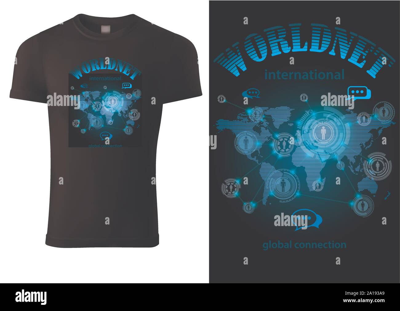 Black T-shirt Design with Blue Neon Internet Stock Vector Image & Art ...