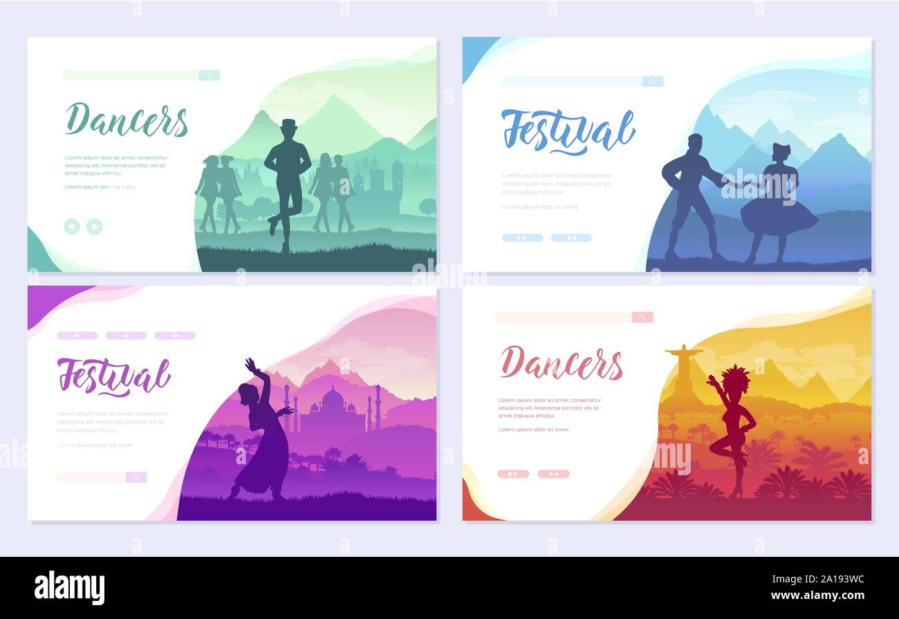 Traditional dances from all over the world brochure cards set. Cultural ...