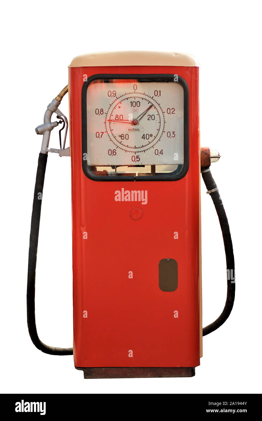 Vintage soviet red gas station isolated on white background Stock Photo ...