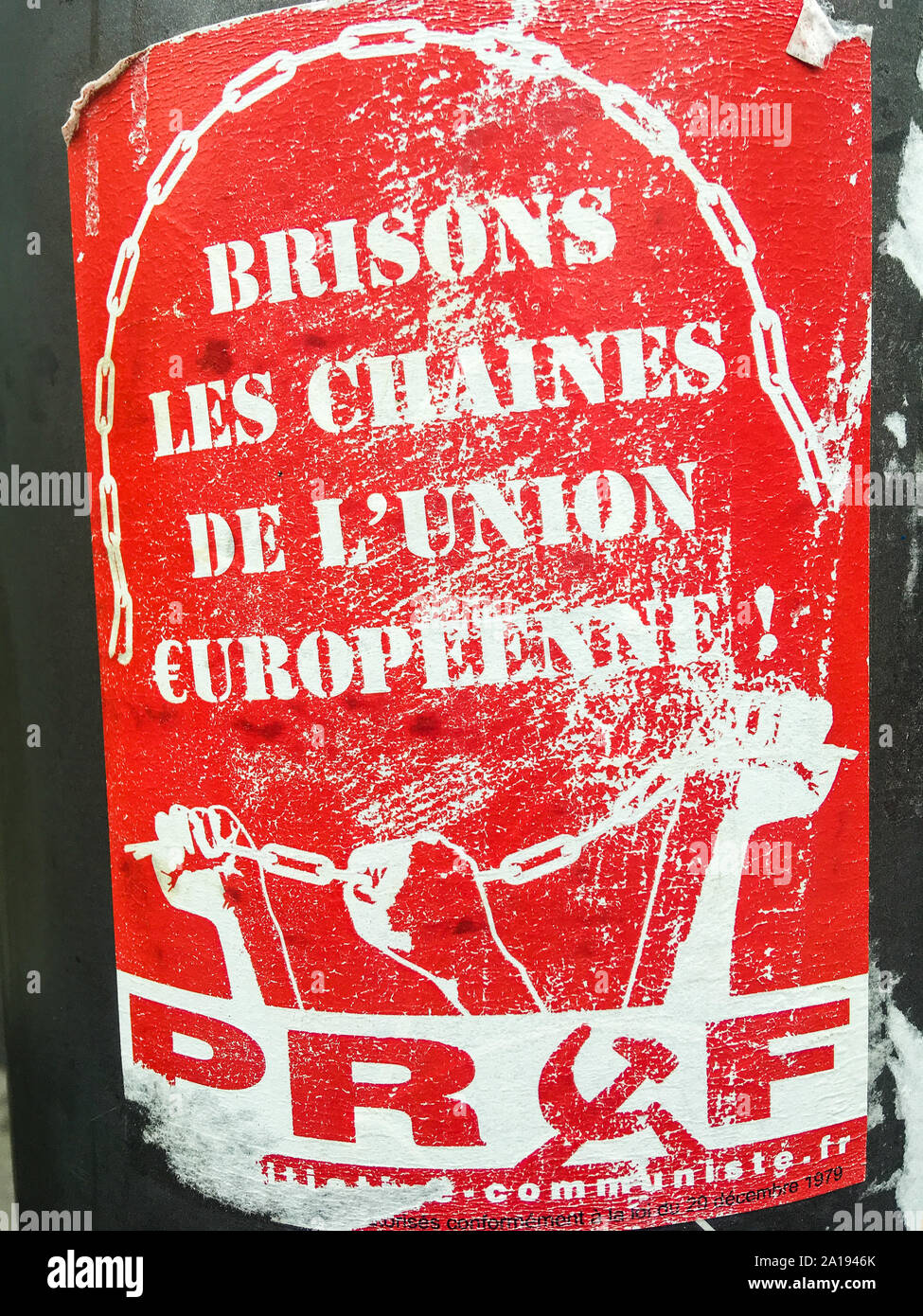 PCF - French Communist Party sticker, Lyon, France Stock Photo - Alamy