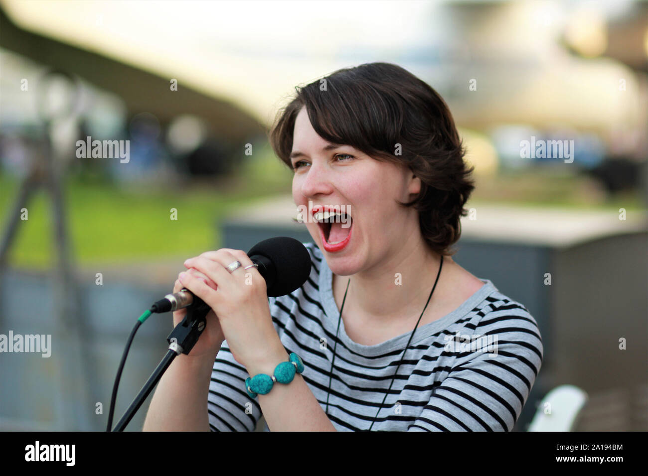 Woman air guitarist hi-res stock photography and images - Alamy