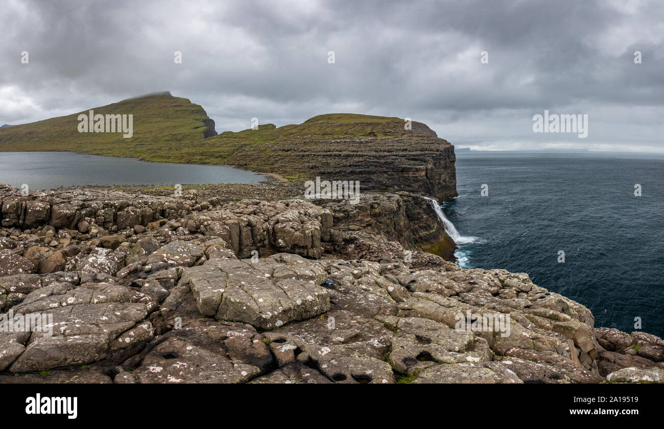 Bosdalafossur waterfall and coastline, Faroe Islands Stock Photo - Alamy