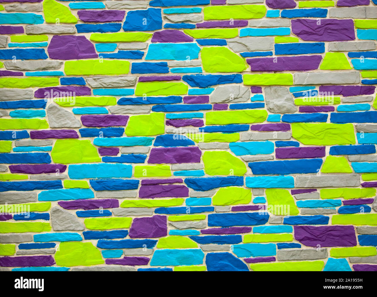 Multicolor blue and violet brick wall background Stock Photo - Alamy