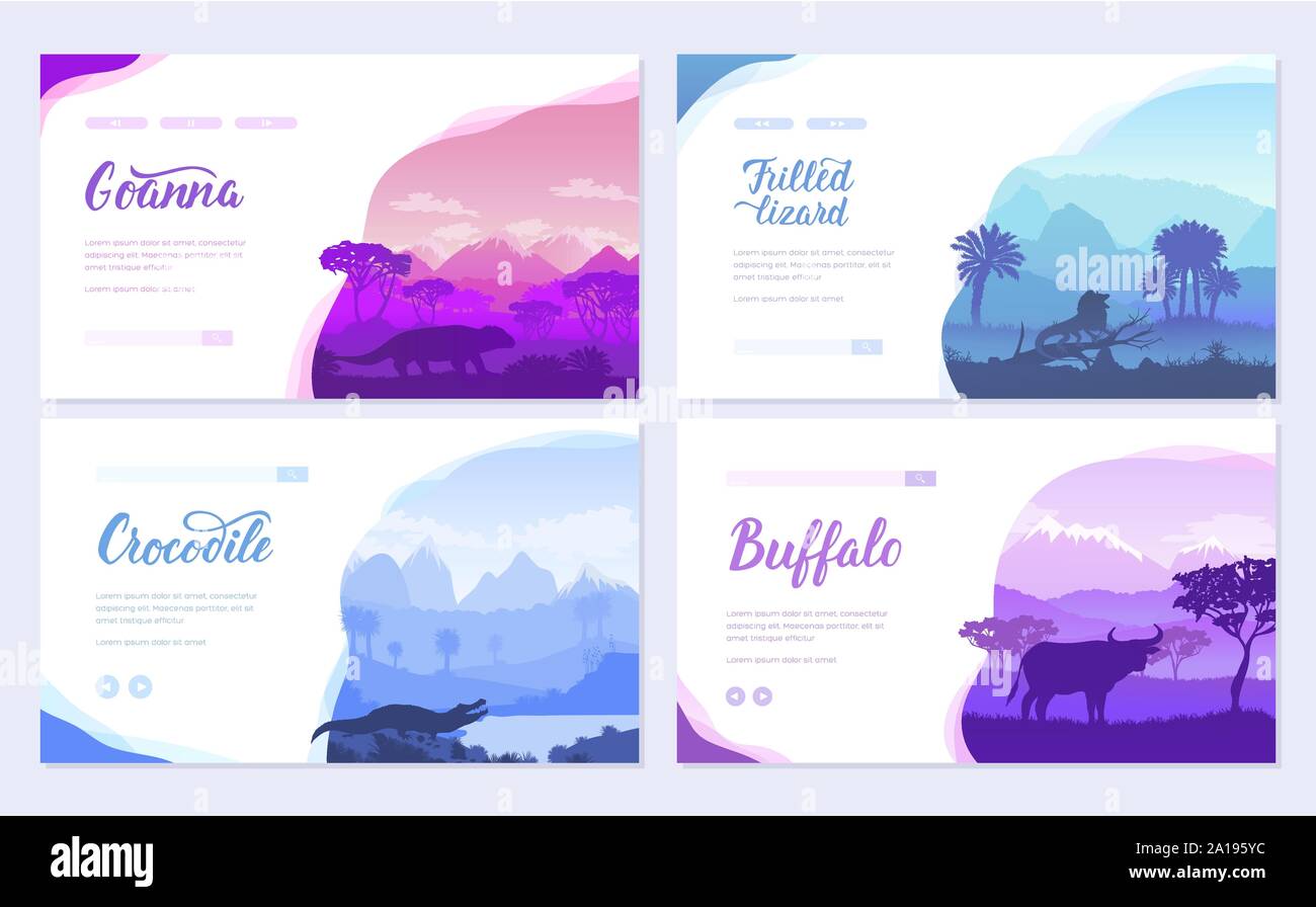 Australian animals in the natural habitat on brochure. Colorful flyers ...