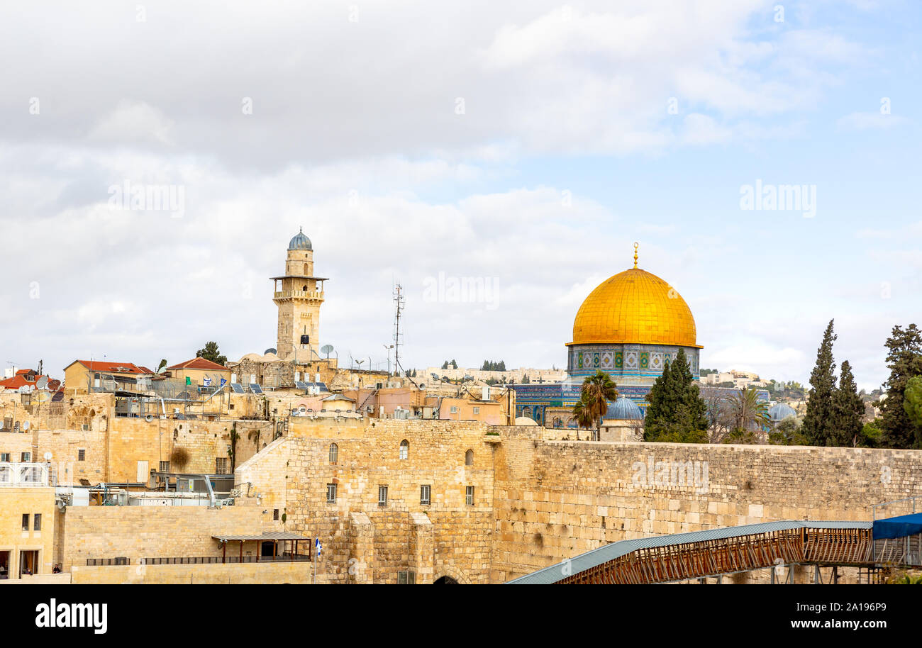 Western Wall and Dome of the Rock in the old city of Jerusalem, Israel ...