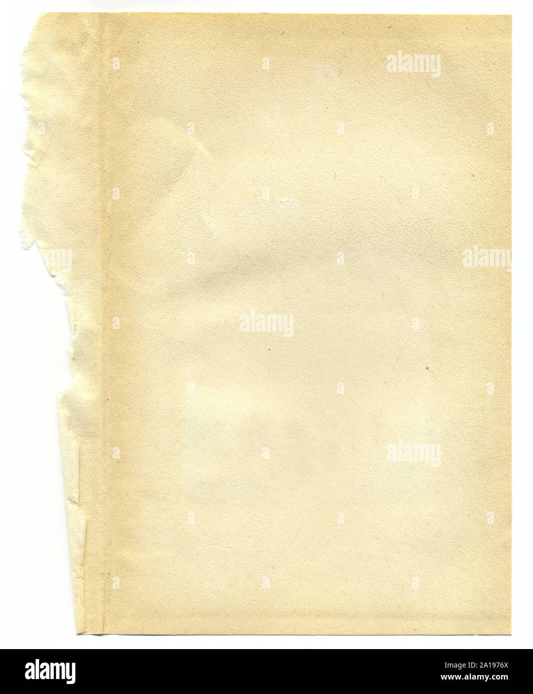 Vintage yellow paper sheet on white background Stock Photo - Alamy