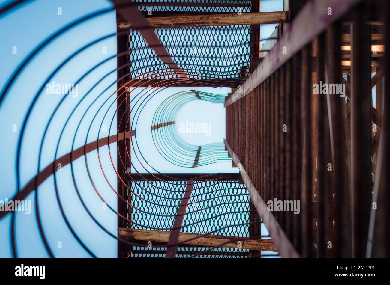 metal construction with stairs steps in perspective view Stock Photo ...