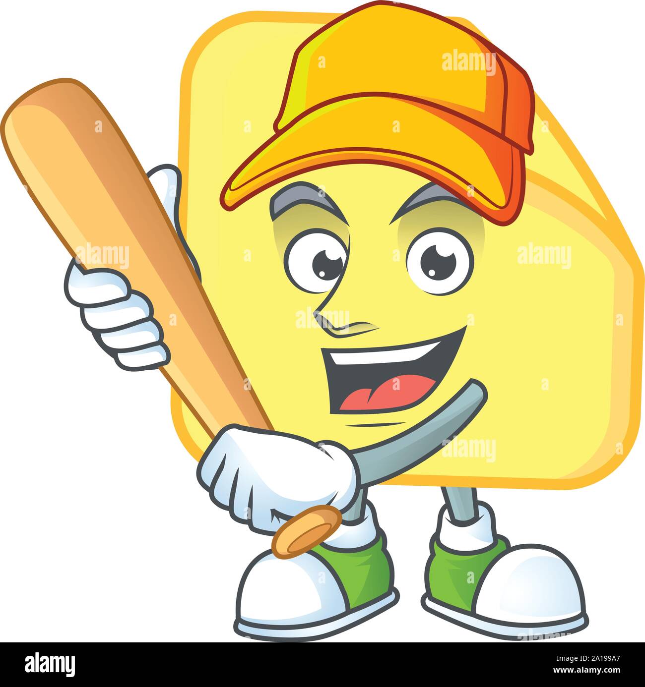 Playing baseball rounded sticker paper cartoon with mascot Stock Vector ...