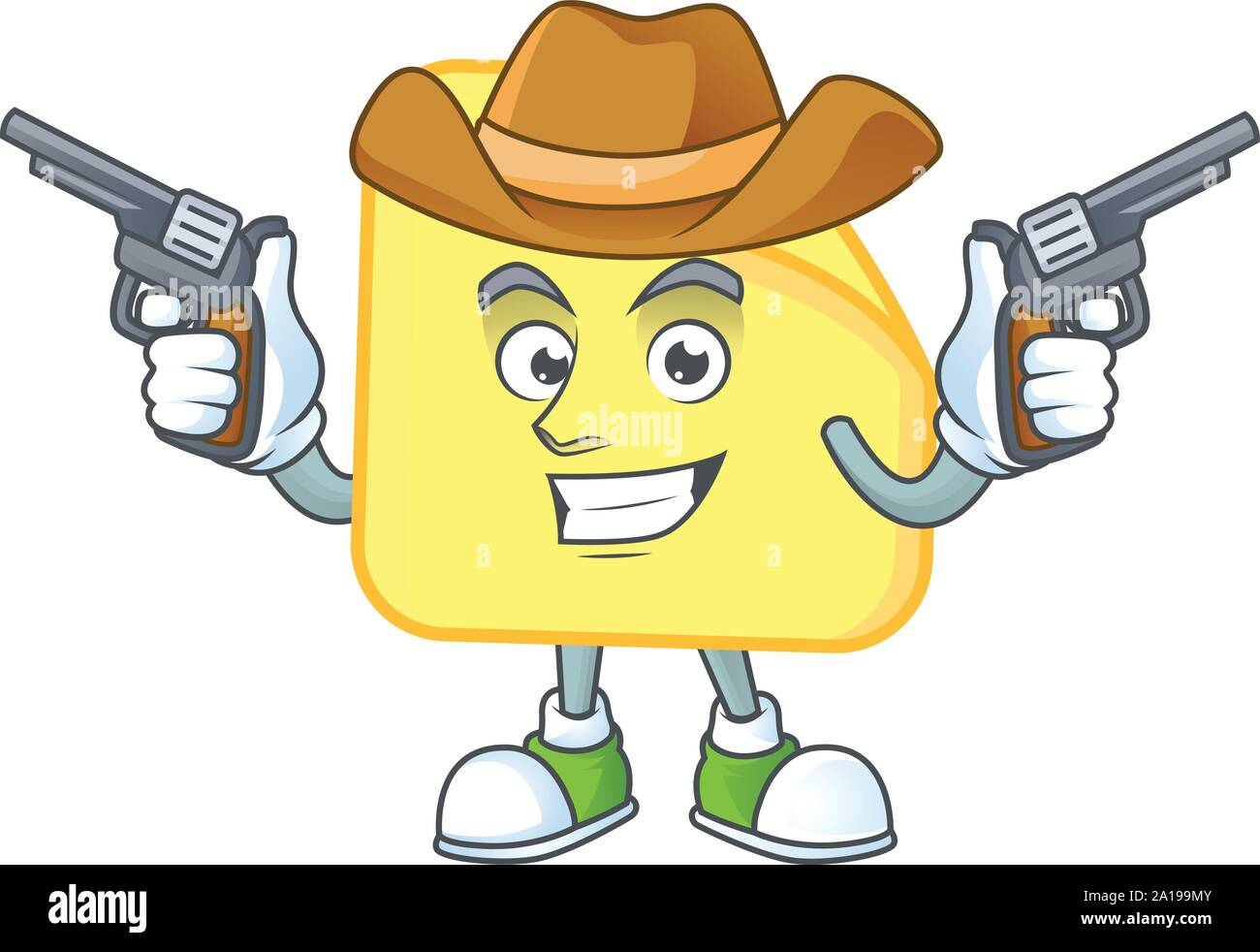 Cowboy rounded sticker paper cartoon with mascot Stock Vector Image ...