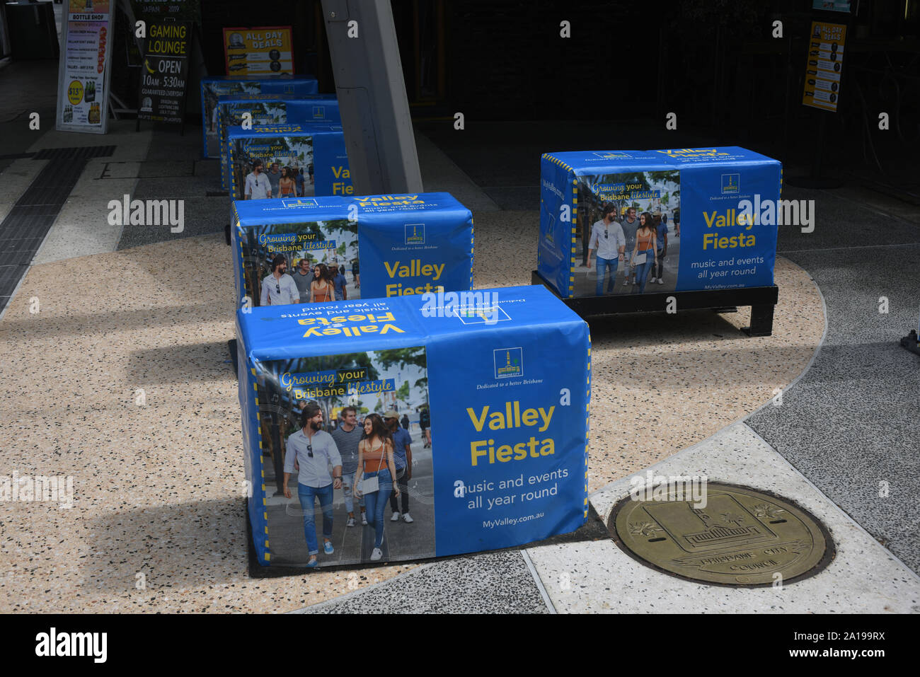 Fortitude Valley, Brisbane, Australia: Security bollards in the ...