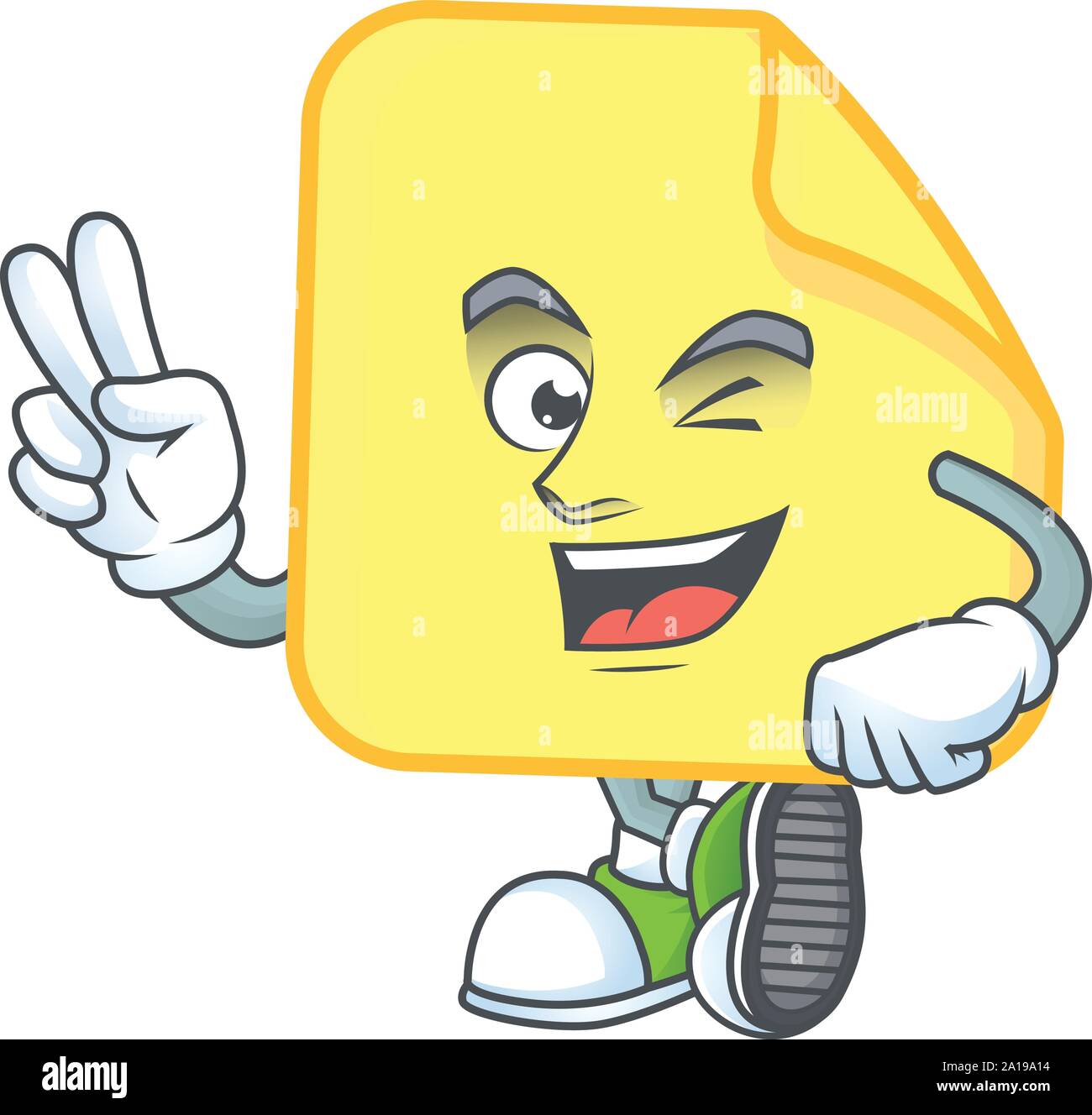 Two finger yellow rounded sticker paper for business Stock Vector Image ...