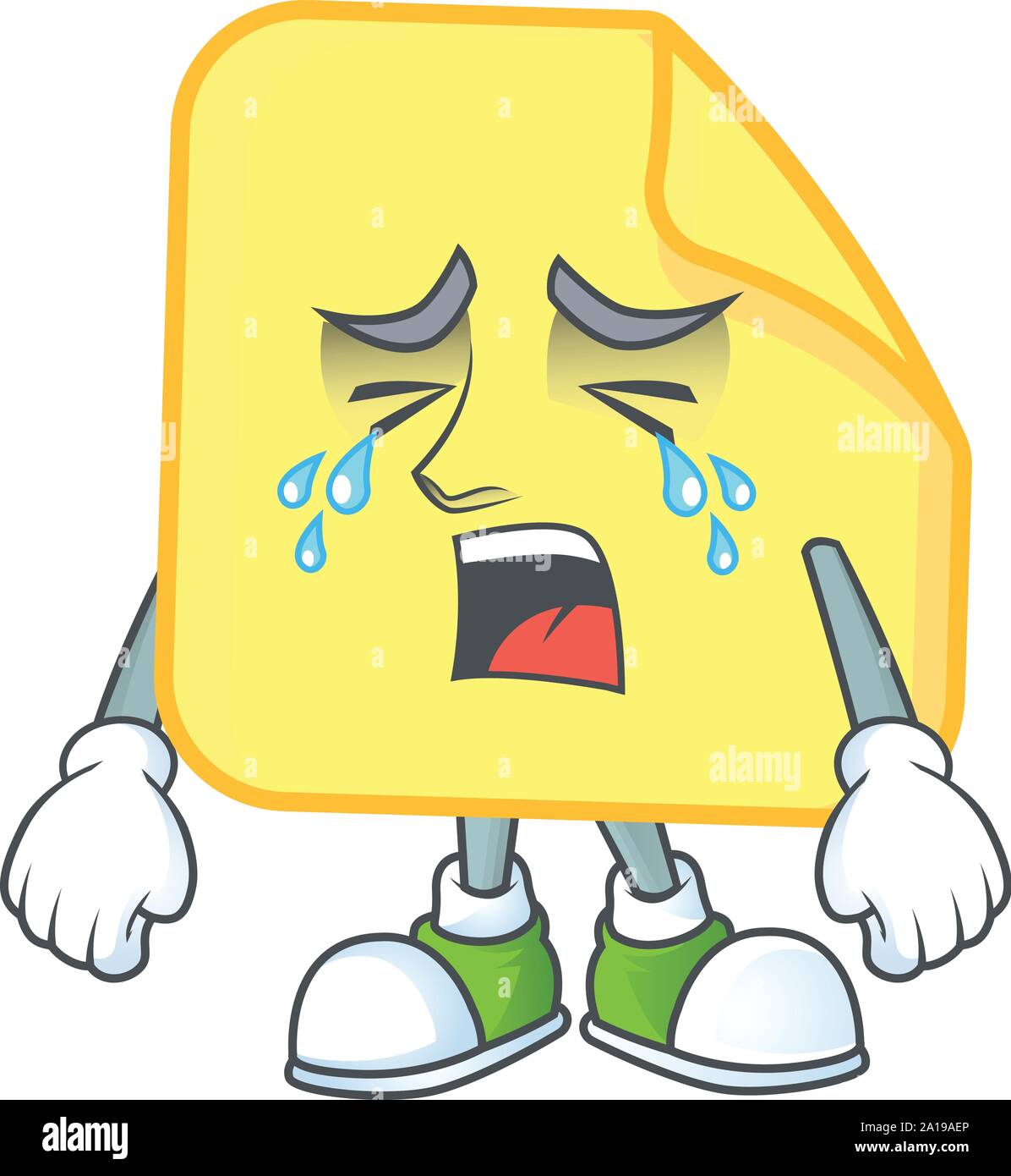 Crying rounded sticker paper cartoon character style Stock Vector Image ...