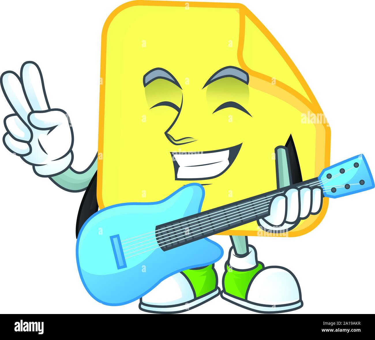 With guitar rounded sticker paper cartoon character style Stock Vector ...