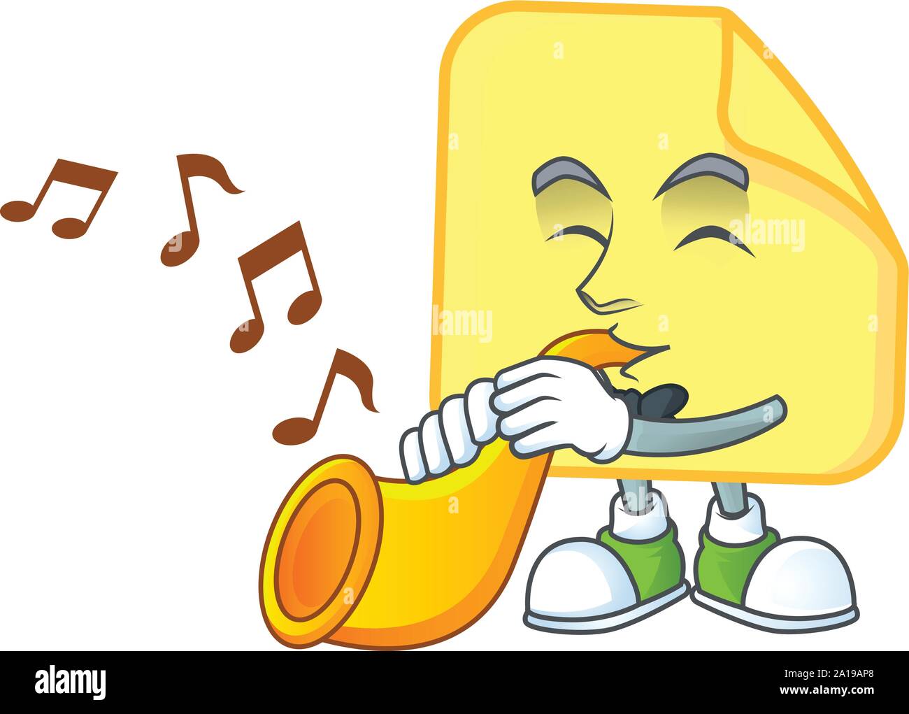 With trumpet rounded sticker paper cartoon character style Stock Vector ...