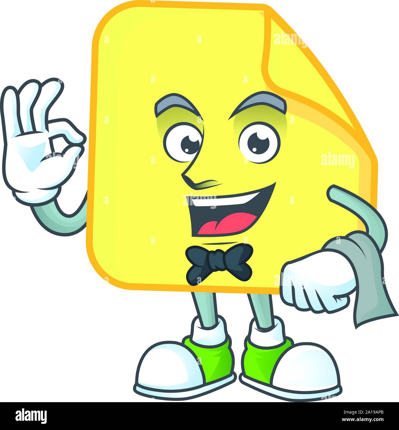 Waiter rounded sticker paper cartoon character style Stock Vector Image ...