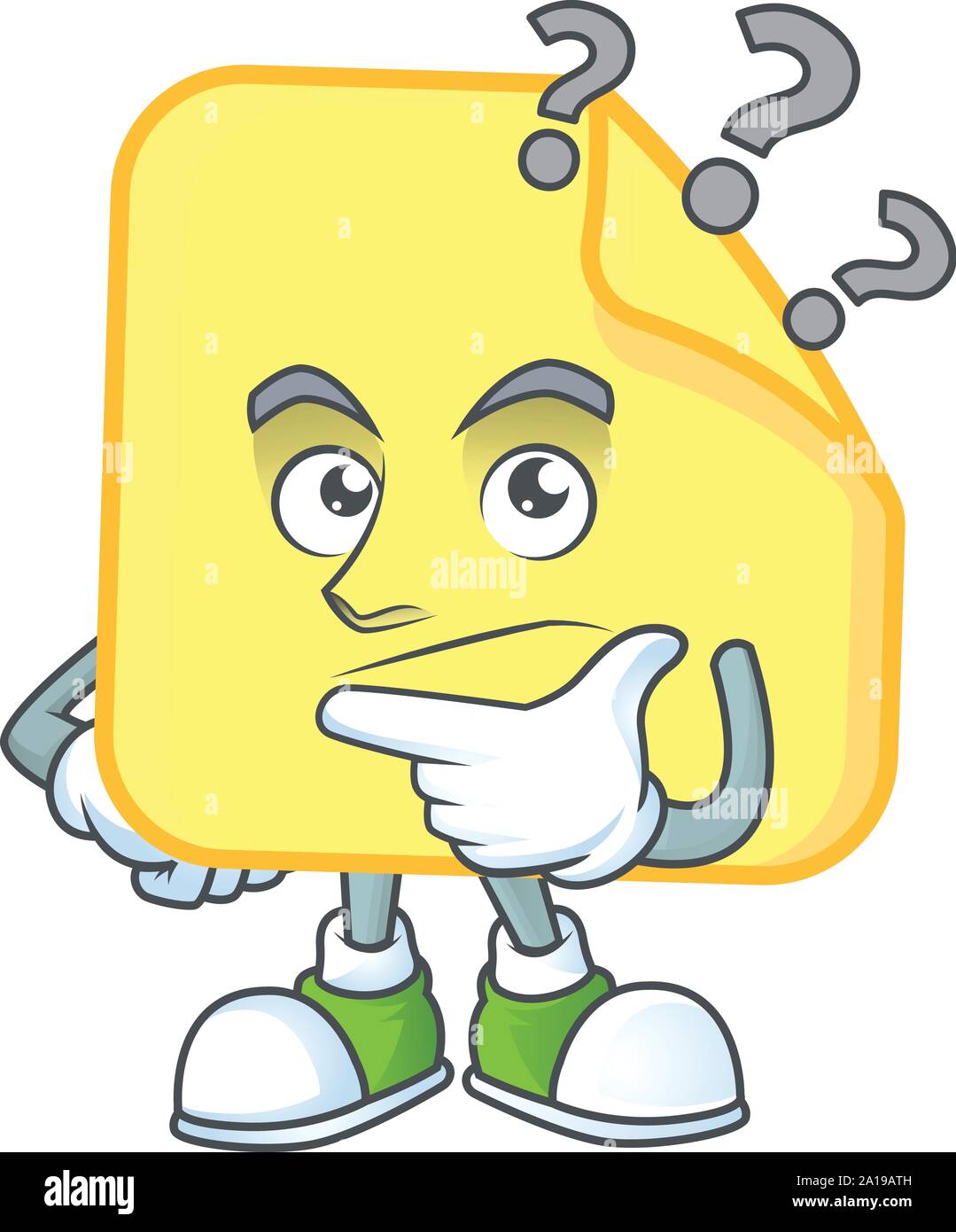 Thinking rounded sticker paper cartoon character style Stock Vector ...