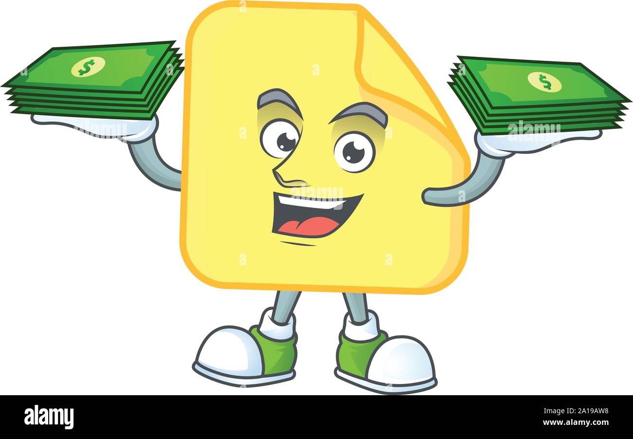 With money bag rounded sticker paper cartoon character style Stock ...