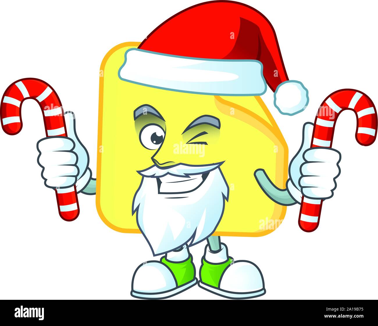 Santa with candy rounded sticker paper on white background Stock Vector ...