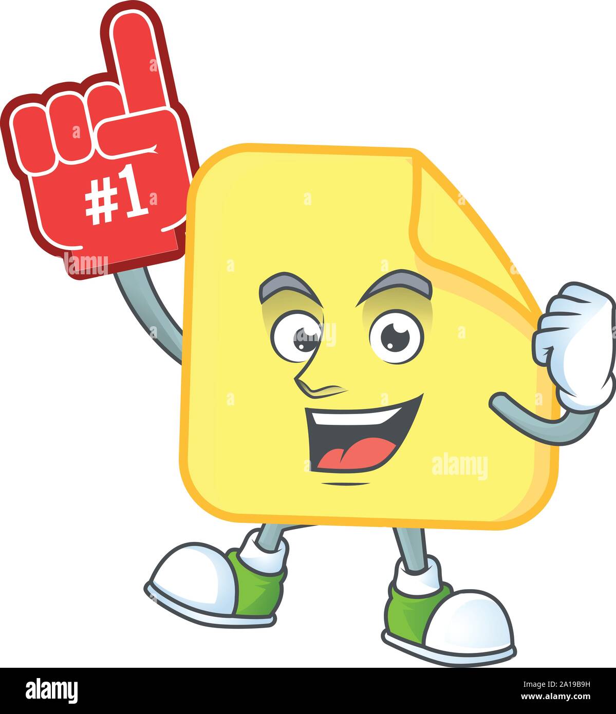 Foam finger rounded sticker paper on white background Stock Vector ...