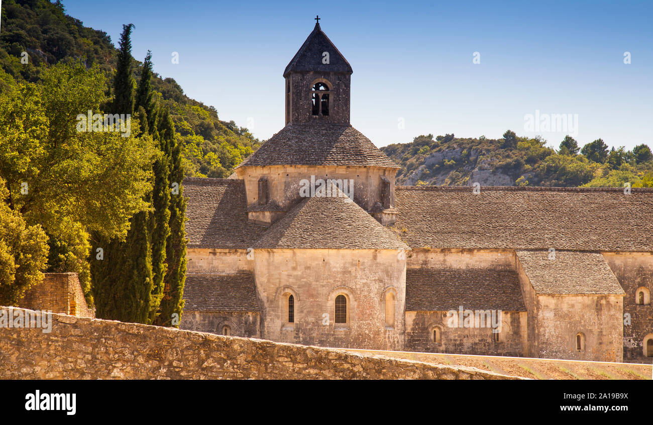 The Romanesque Cistercian abbey Abbaye Notre-Dame de Sénanque, at ...