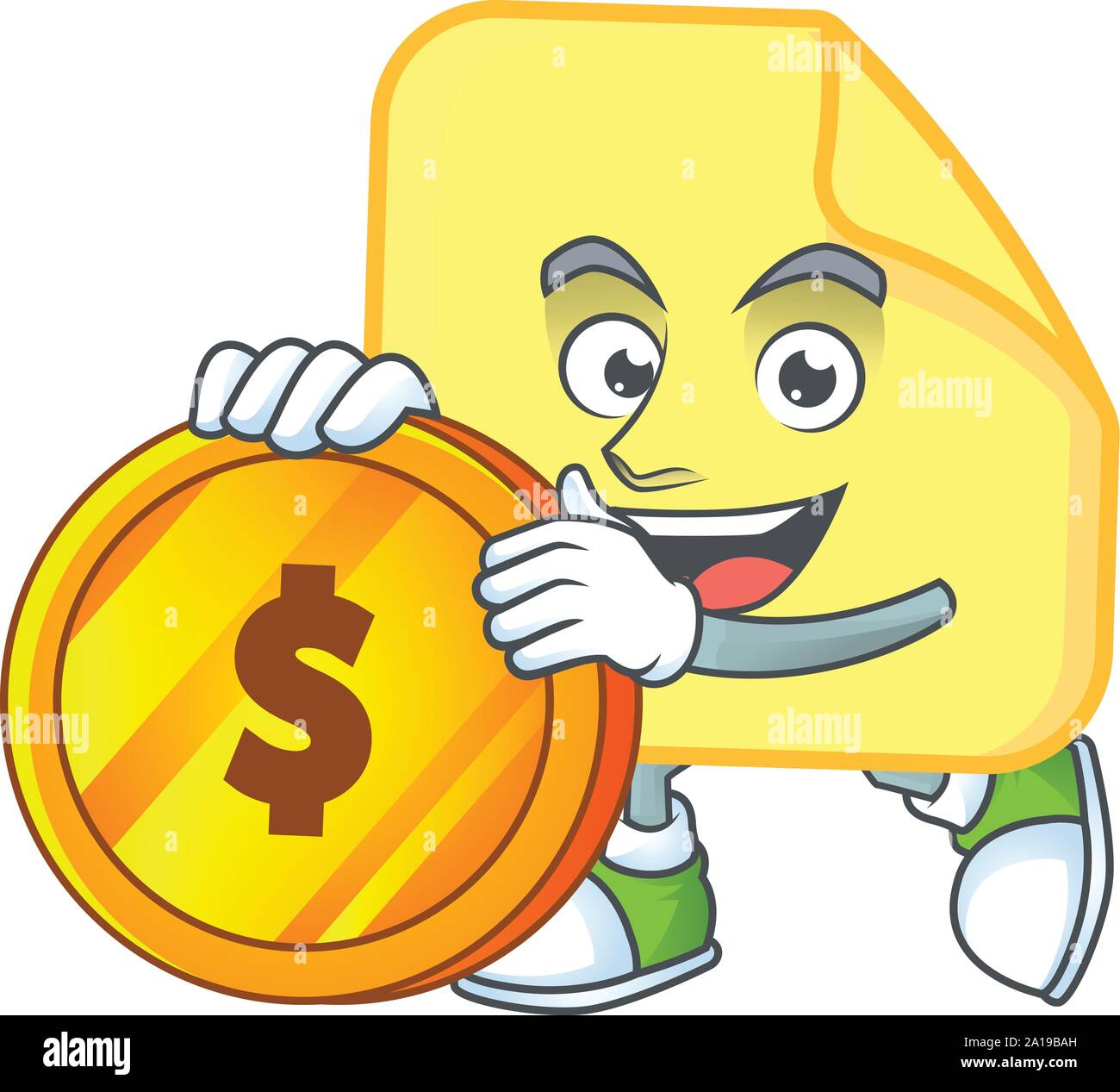 Bring coin rounded sticker paper on white background Stock Vector Image ...