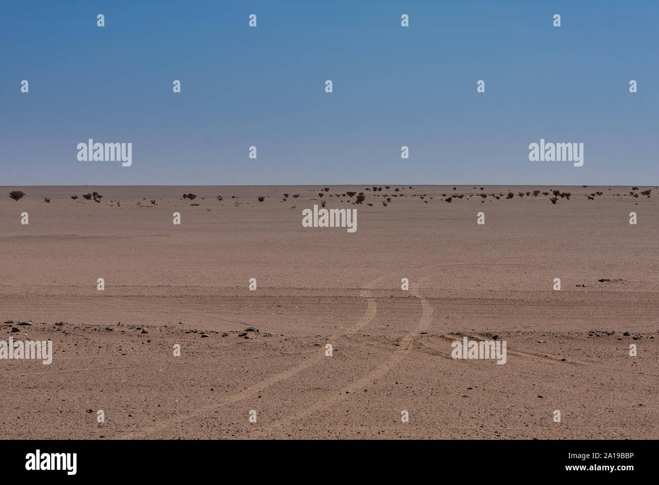 A plain sand desert landscape in the Makkah Province, Saudi Arabia ...