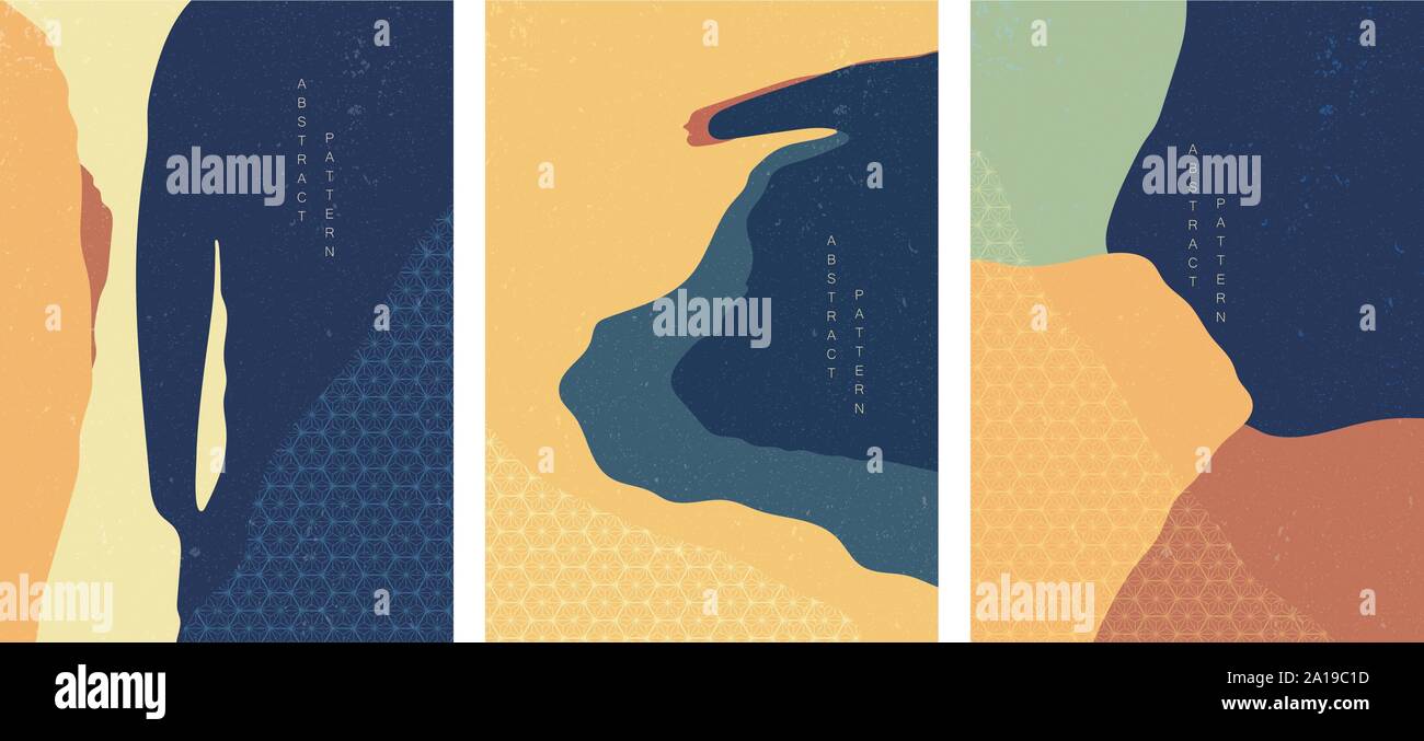 Abstract background with Japanese pattern vector. River landscape ...