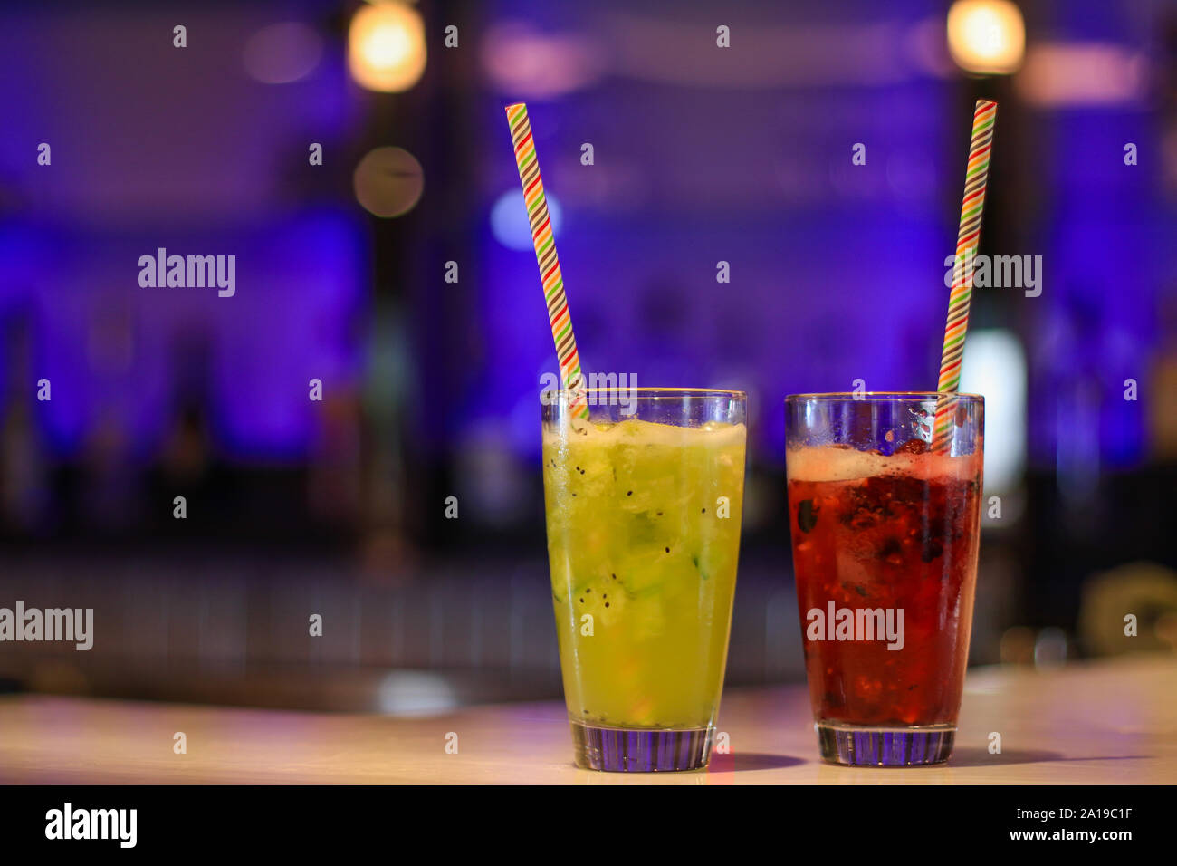 Fresh fruit cocktails. Refreshing non alcoholic drinks mocktails Stock ...