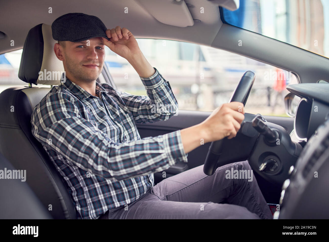 Joyful young car passenger hi-res stock photography and images - Alamy