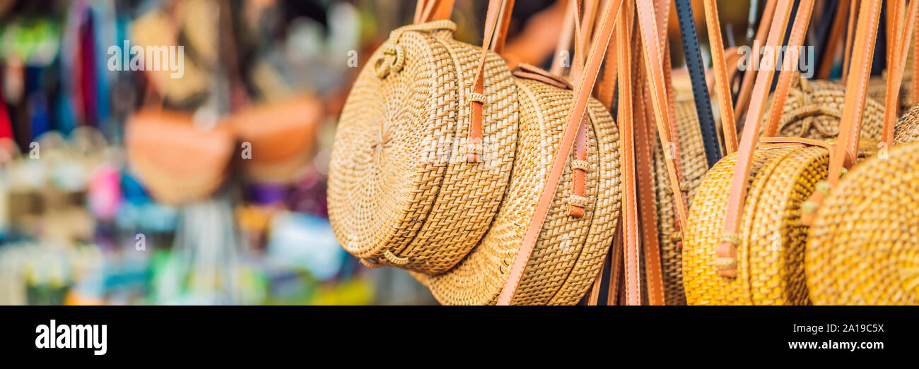 Typical souvenirs and handicrafts of Bali at the famous Ubud Market ...