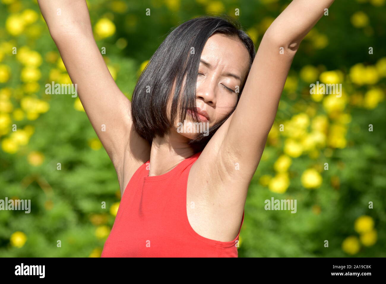 An Attractive Female Stretching Stock Photo - Alamy