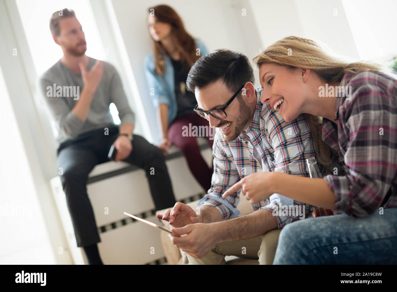 Group young female friends digital hi-res stock photography and images ...