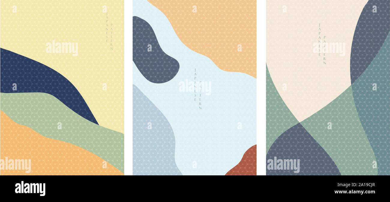 Abstract background with Japanese pattern vector. Landscape template ...