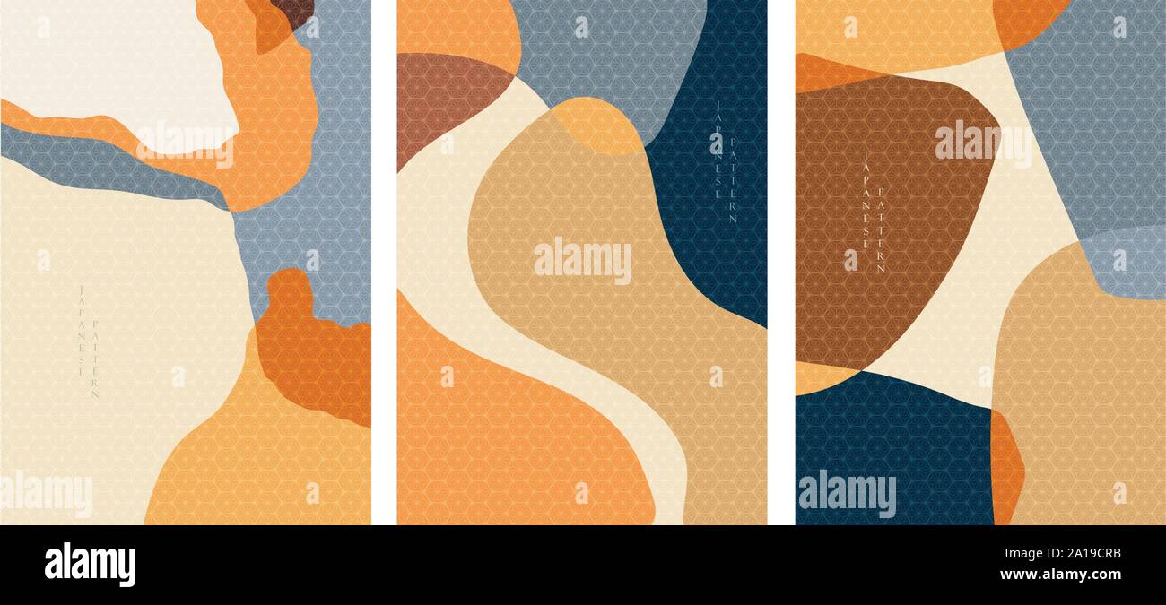 Abstract background vector with Japanese pattern. Curve template. Grey ...