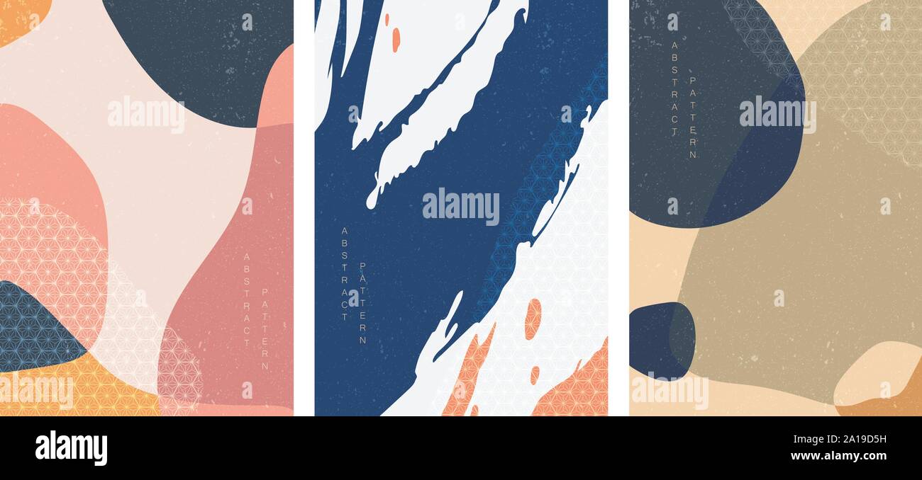 Abstract background with Japanese pattern vector. Geometric template with brush stroke elements ...