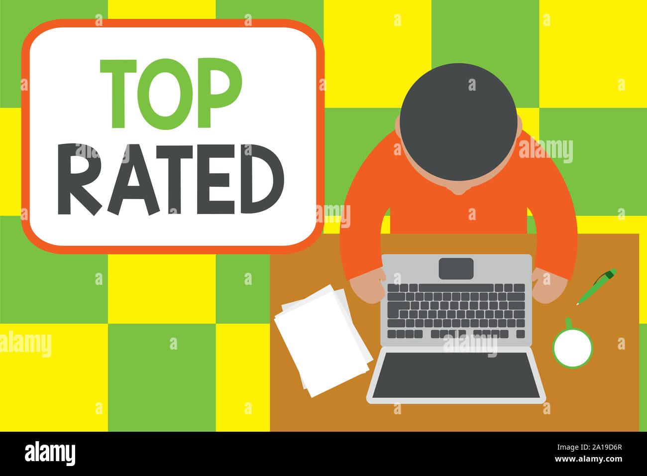 Conceptual hand writing showing Top Rated. Concept meaning The high ...