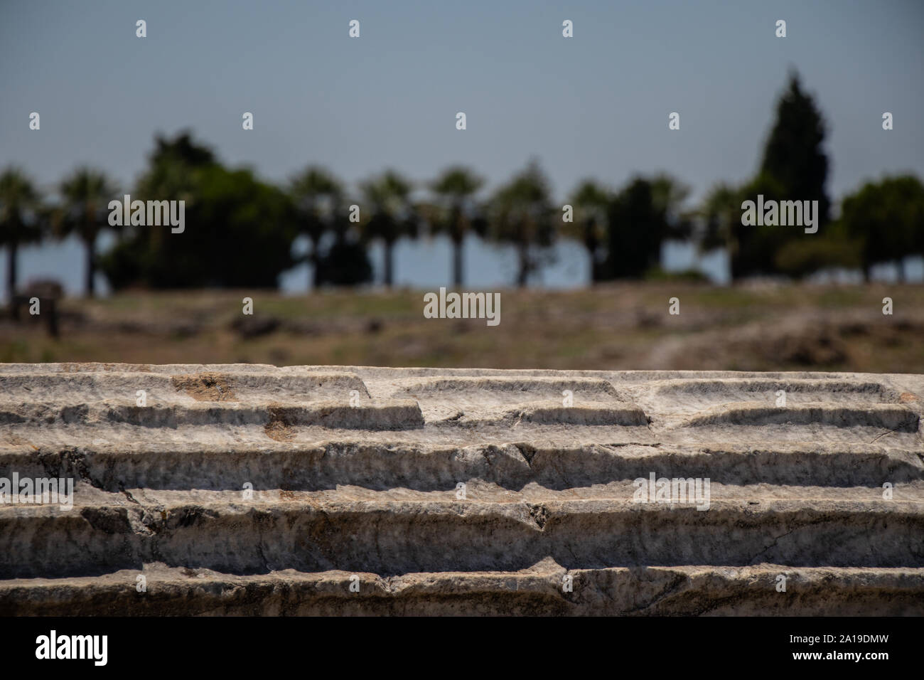 Concrete remains of an ancient archaeological landmark Hierapolis Stock ...