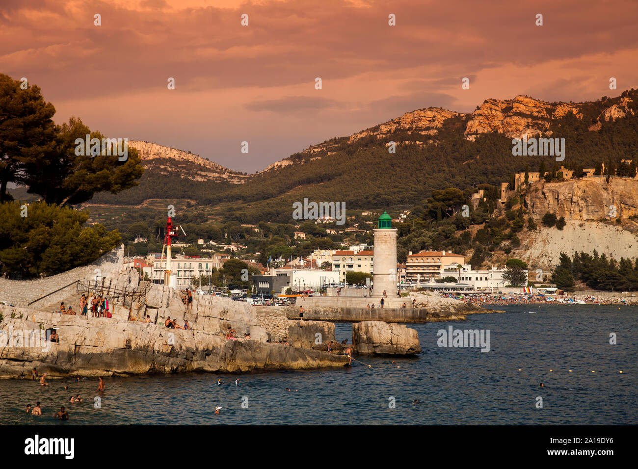 Beach lovers in Calanque de Port-Pin, Calanques National Park, Cassis ...
