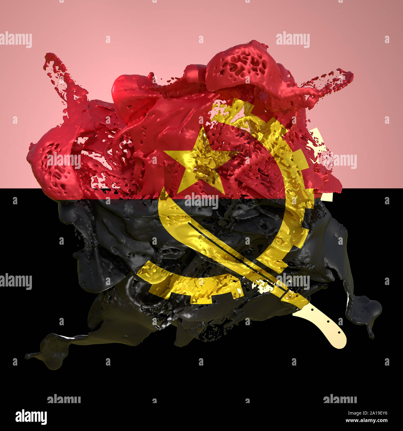 3d rendering of an Angola country flag in a liquid fluid Stock Photo ...