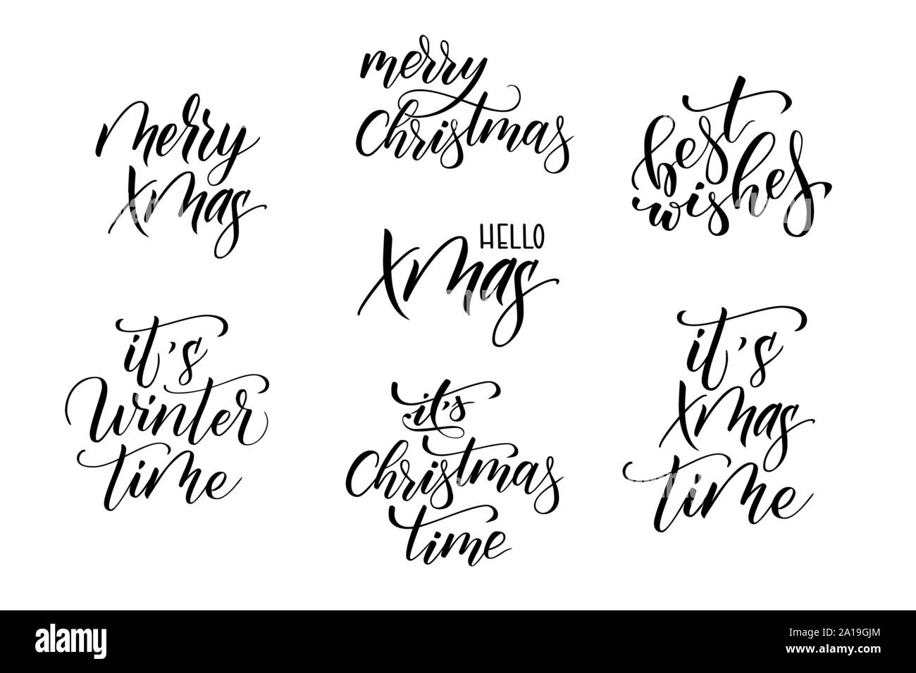 Brush calligraphy for Christmas cards Stock Vector Image & Art - Alamy