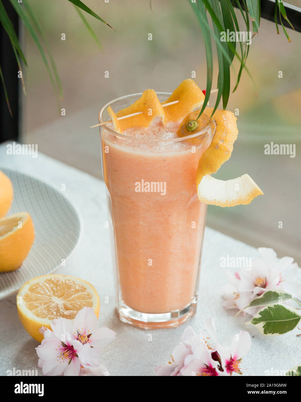 Orange milk shake Stock Photo - Alamy