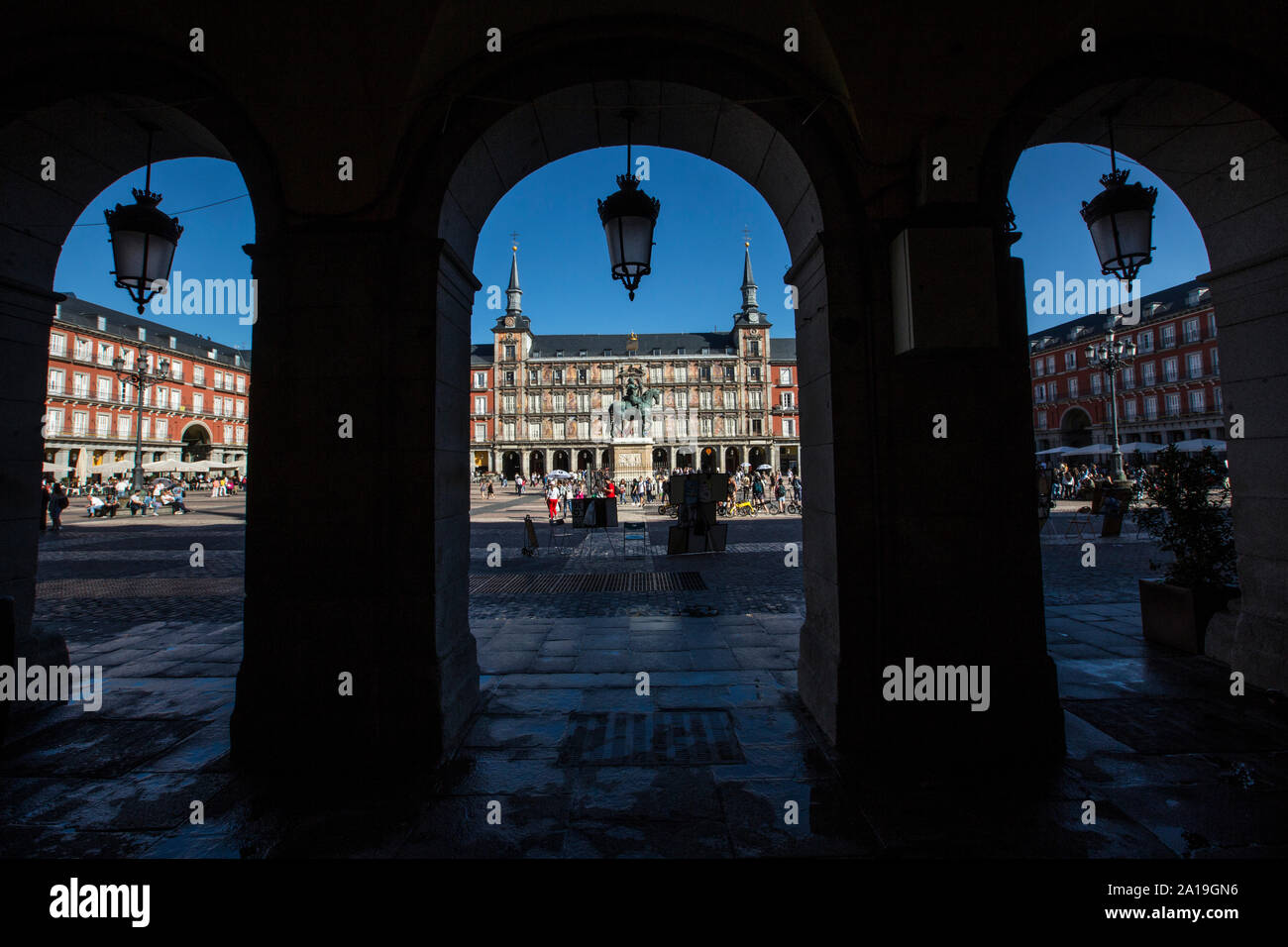 Plaza Mayor, main square in the heart of Madrid, capital of Spain ...