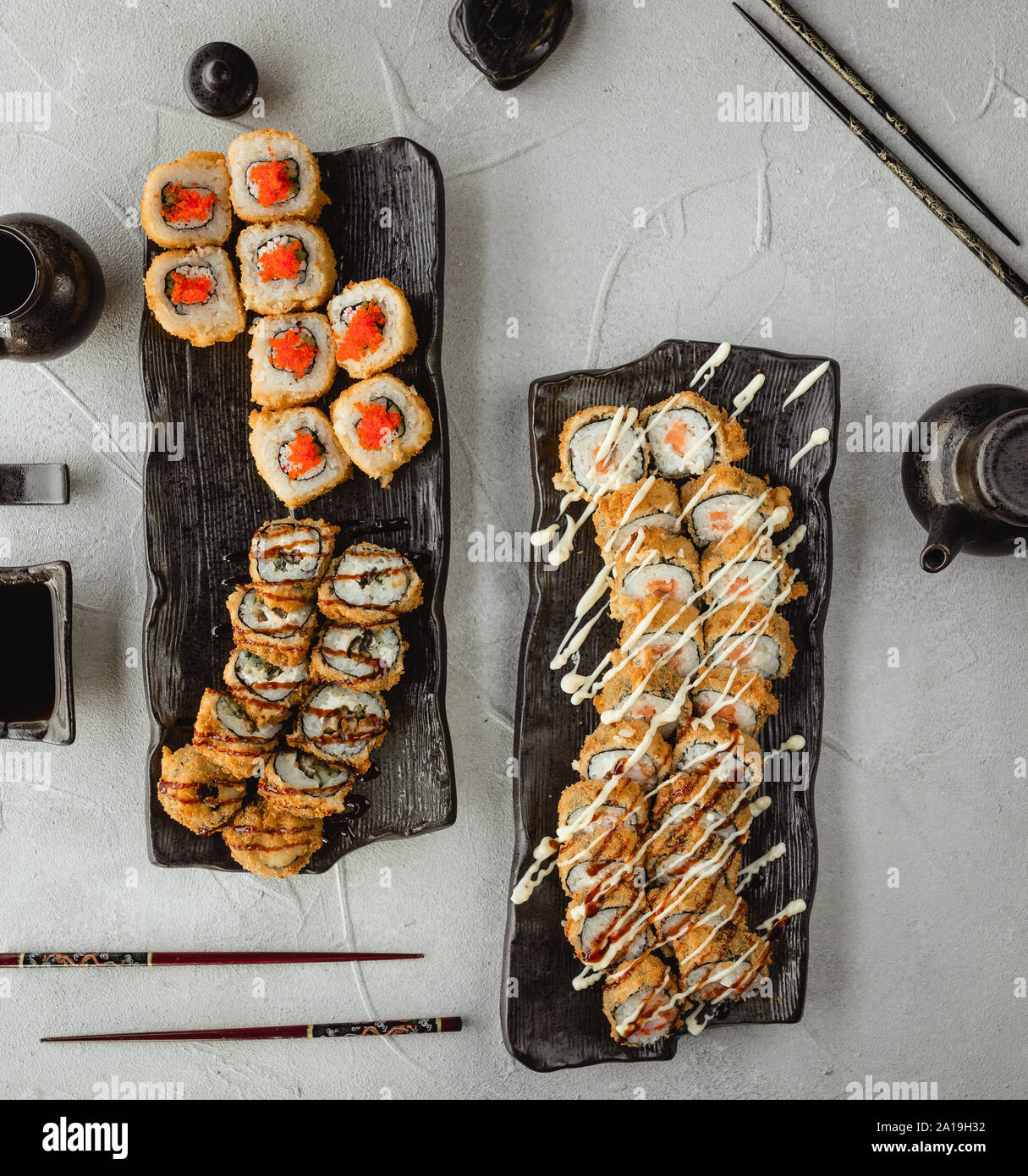Set of various sushi top view 1 Stock Photo - Alamy