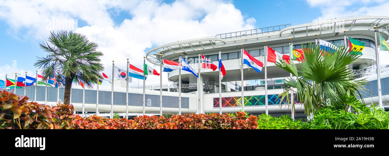 Miami international airport with flags of many different countries ...