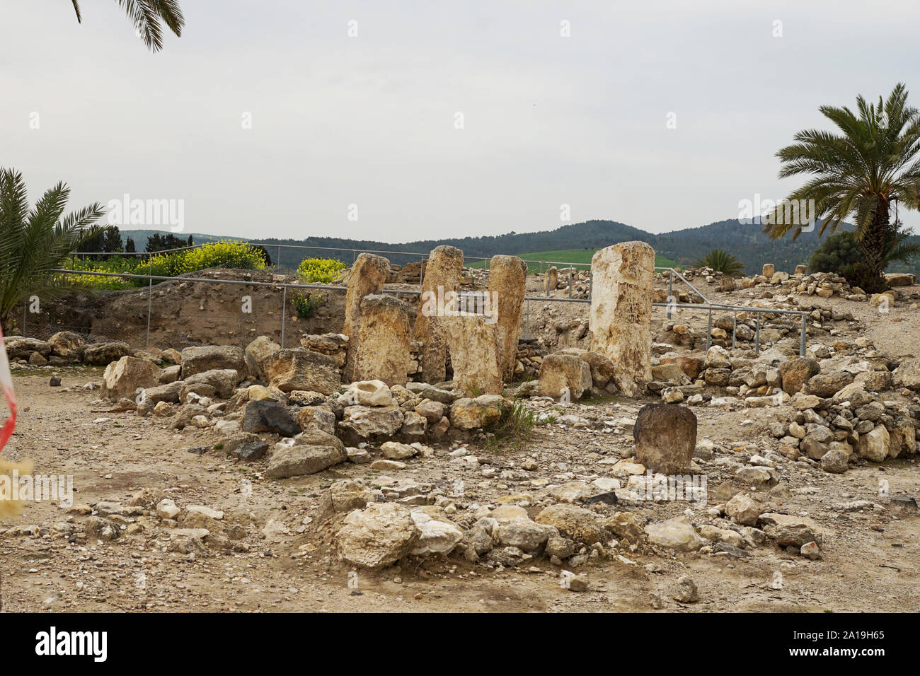 Israel, Jezreel Valley, Tel Megiddo National park. Megiddo is a tel ...