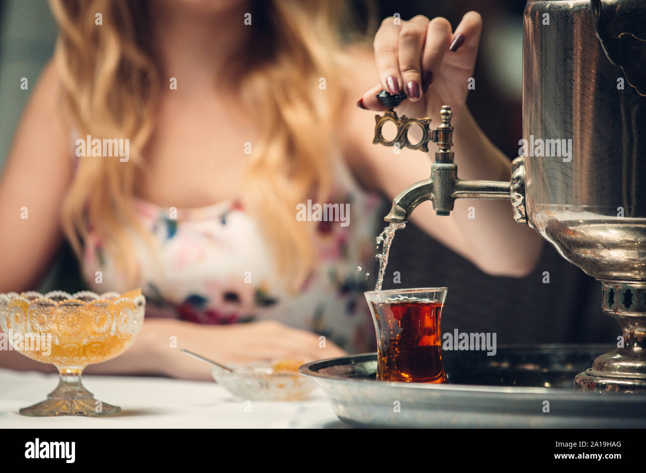 Azeri flavored samovar tea Stock Photo - Alamy
